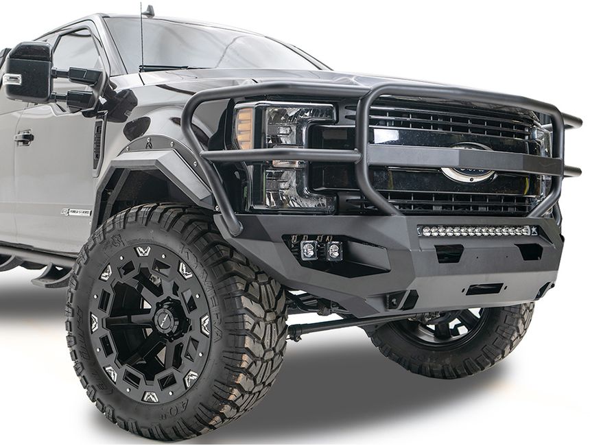 Fab Fours Matrix Front Bumper w/ Grille Guard - Open Fender - Bare FBF ...