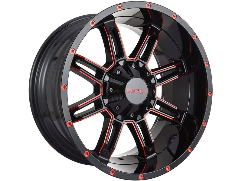 Impact Off-Road Gloss Black & Red 805 Wheels | Havoc Offroad