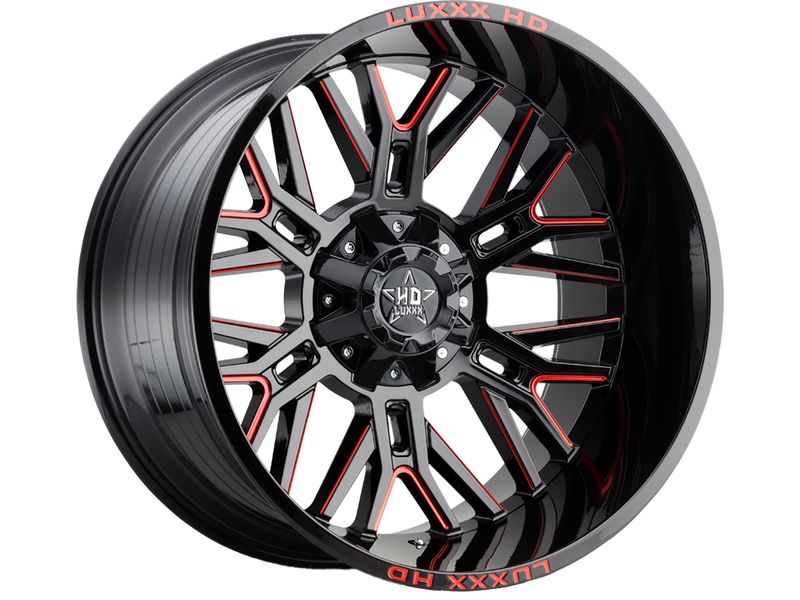 Luxxx HD Gloss Black & Red LHD25 Wheels | Havoc Offroad