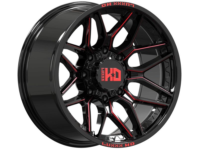 Luxxx HD Gloss Black & Red LHD36 Wheels | Havoc Offroad