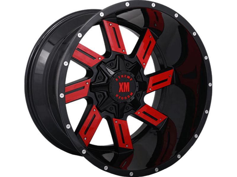 XM Offroad Gloss Black & Red Inserts XM-319 Wheels | Havoc Offroad
